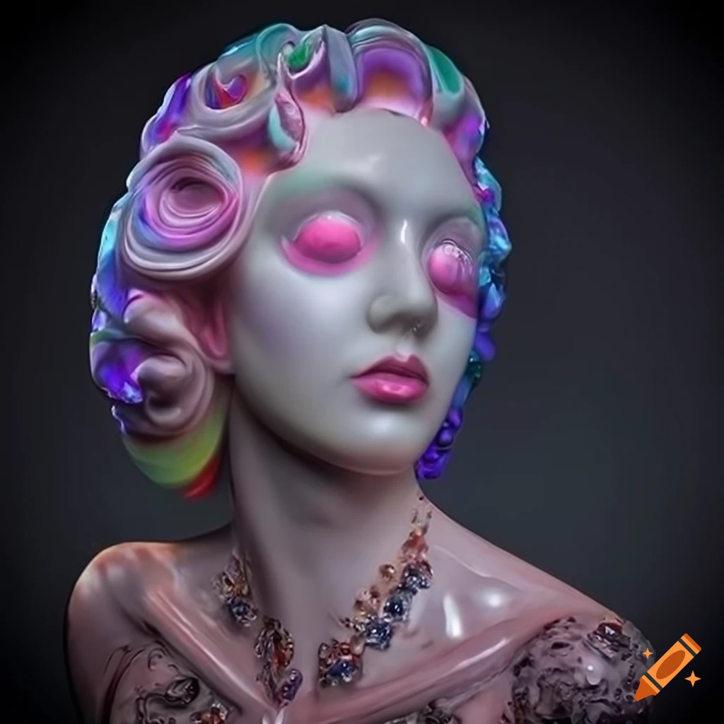 Sculpted artwork with intricate details and opalescent marble figures ...