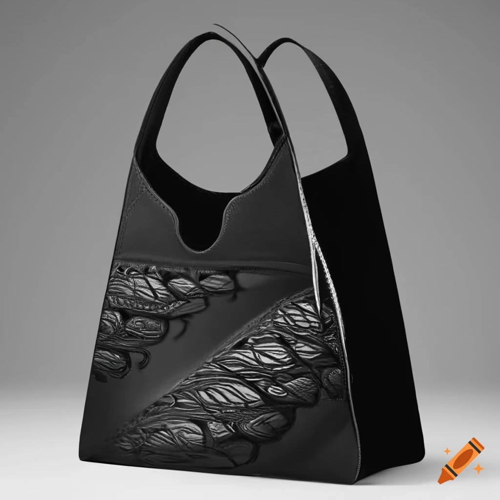 Sophisticated black bag with abstract shapes on Craiyon