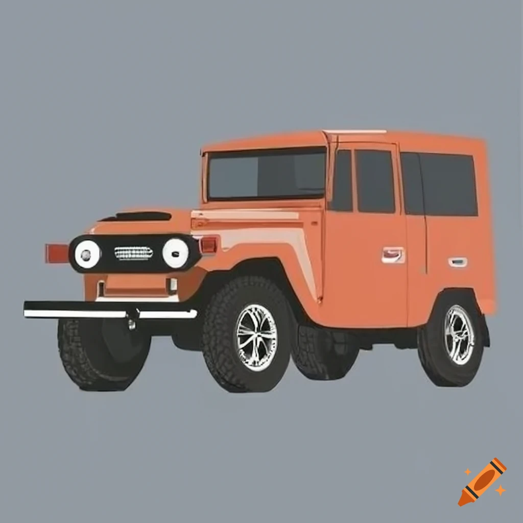 Vector illustration of a classic toyota land cruiser on Craiyon