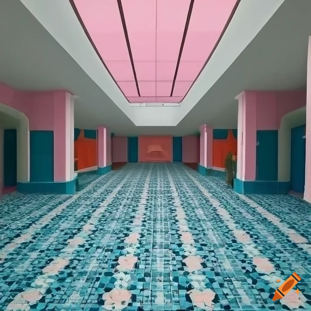 Surreal hotel lobby with pastel colors on Craiyon
