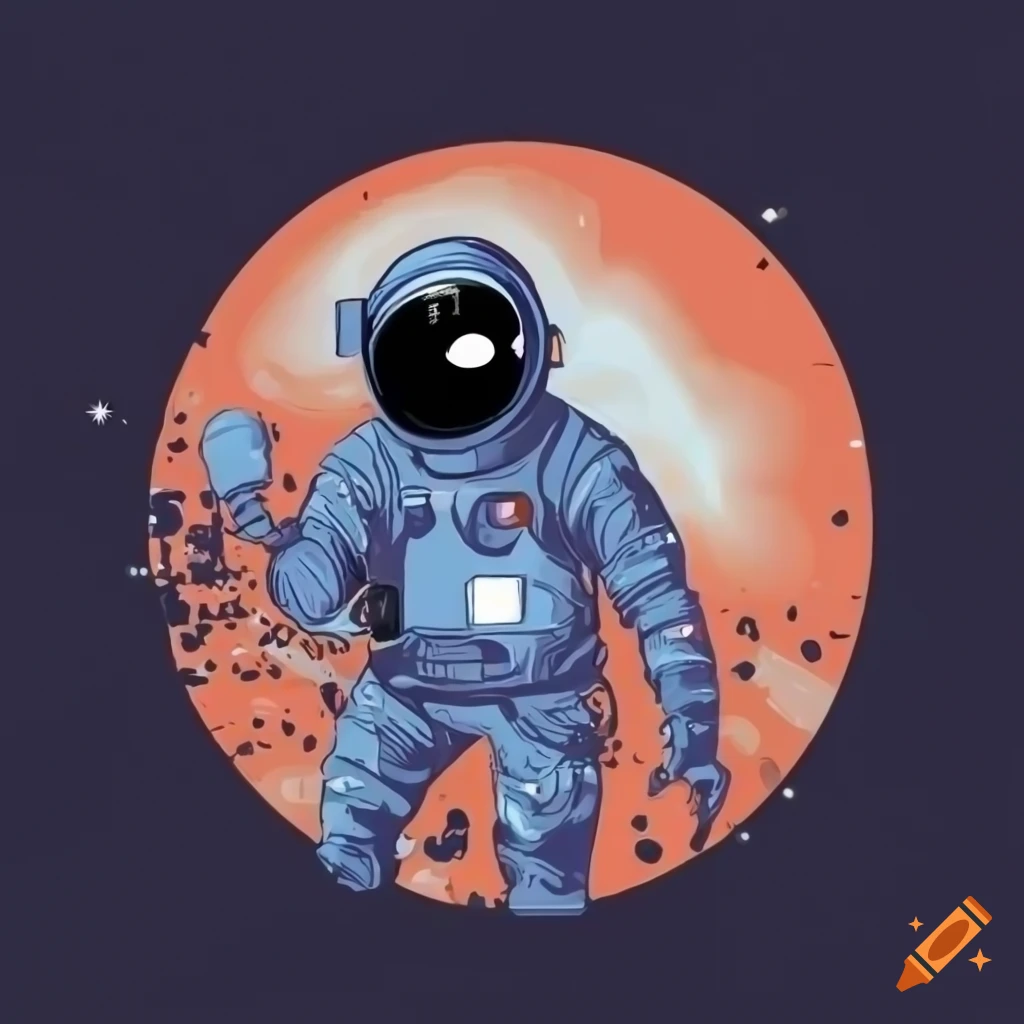 Vector graphic of an astronaut on mars