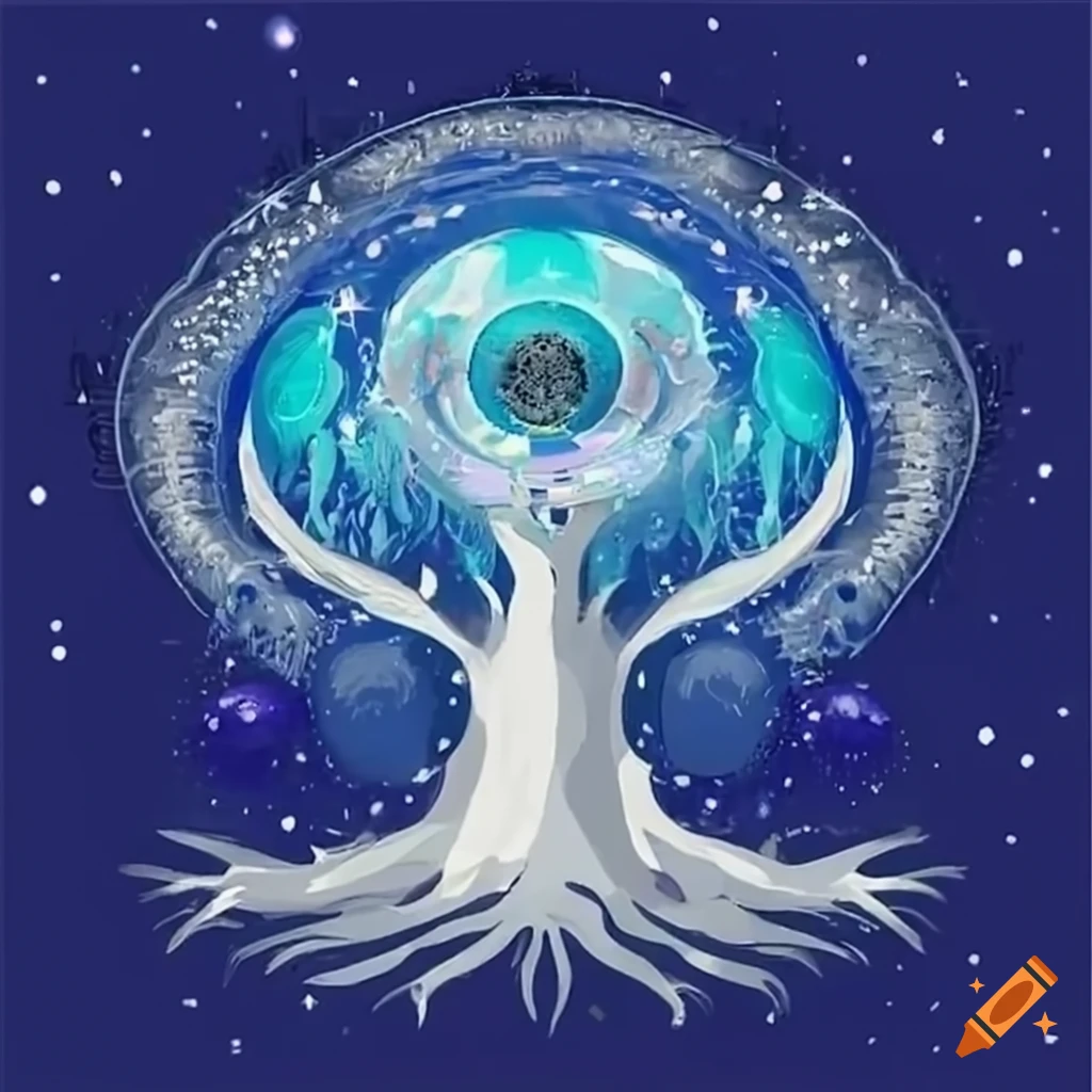 Cosmic tree reaching towards the heavens on Craiyon