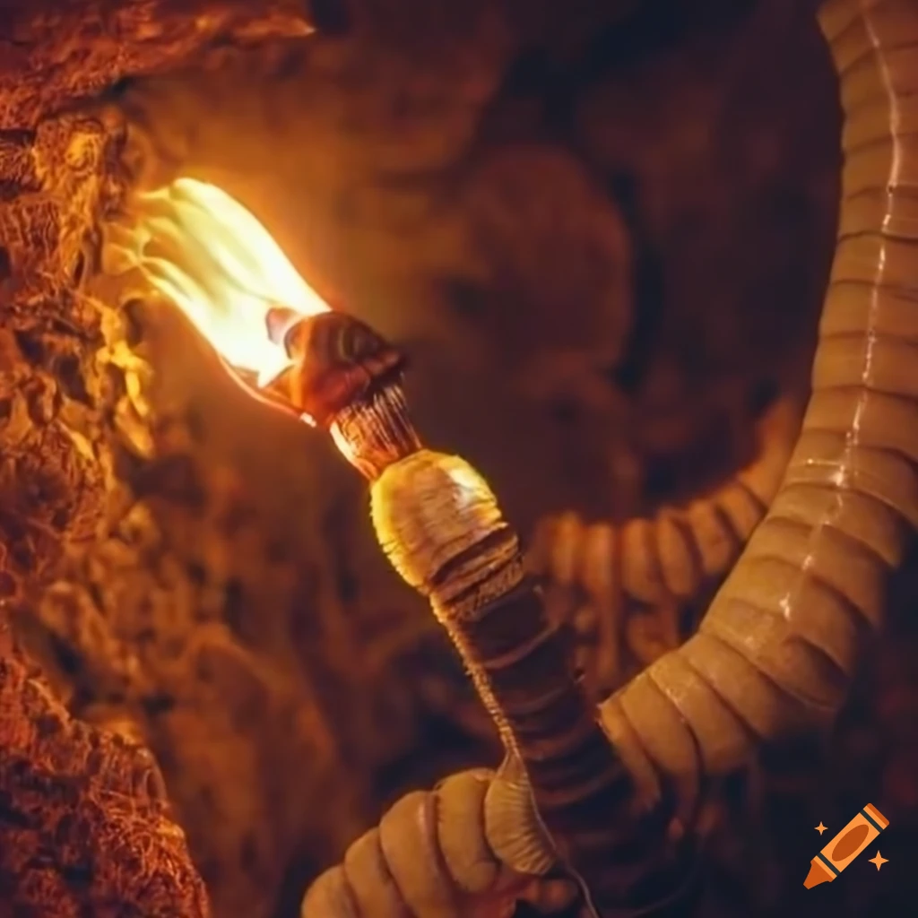 Indiana jones exploring a dark cavern on Craiyon