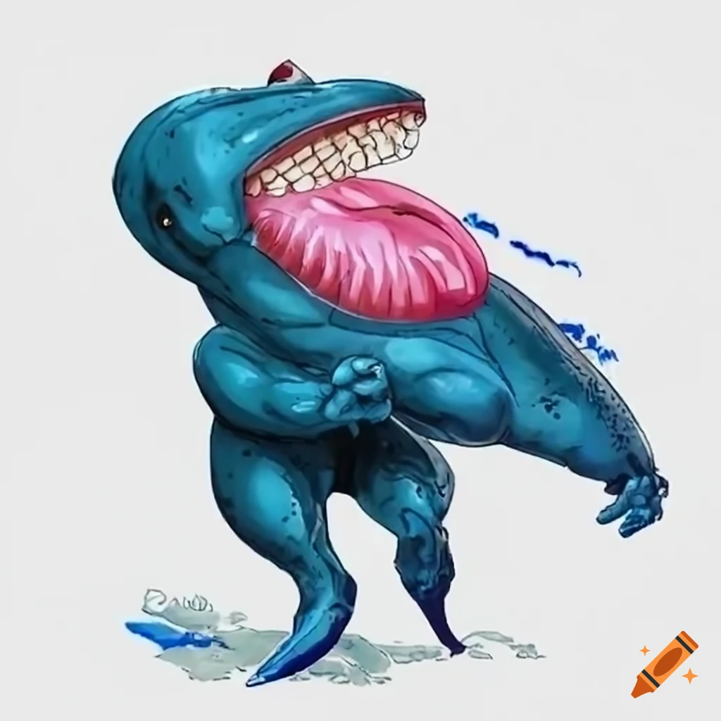 Absurd resolution sketch of a bulky character on Craiyon