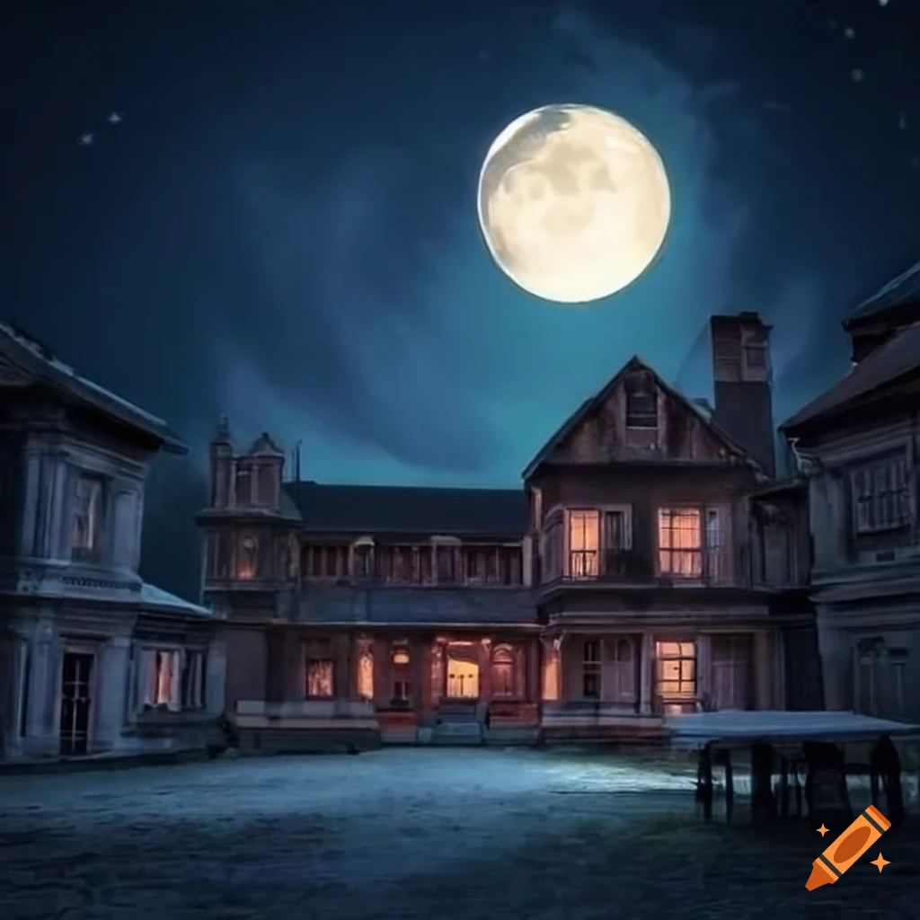 Elegant noble lady in a courtyard at night on Craiyon