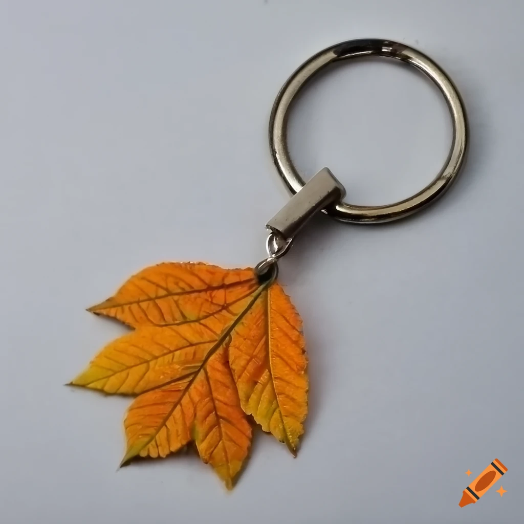 Orange autumn tree keychain on white background on Craiyon