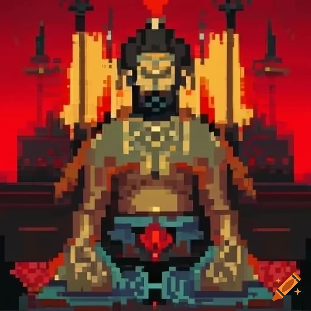 Pixel art of a cult guru