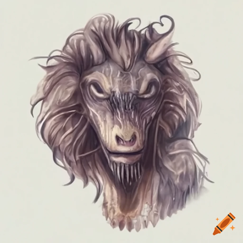 Adorable monster with sharp teeth, detailed scaly skin, and green leafs ...