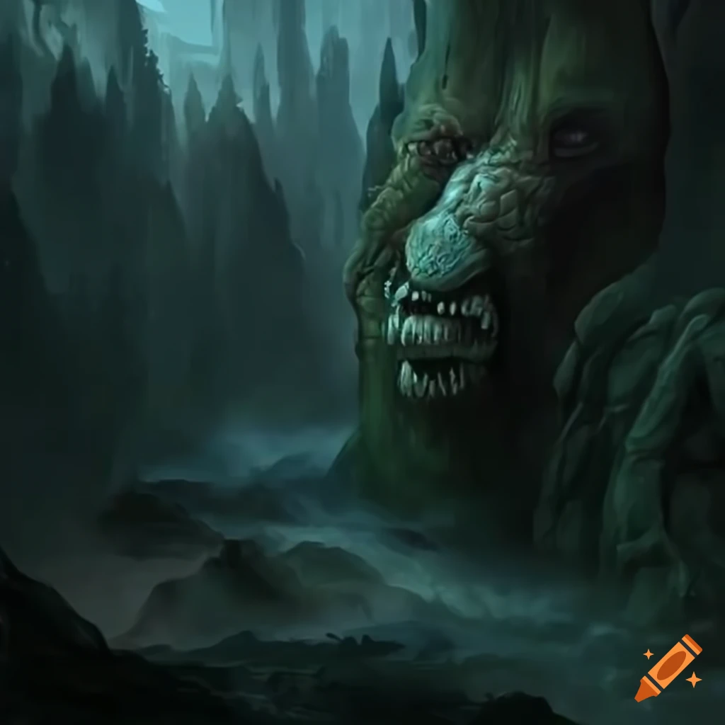 Fantasy artwork of an underground troll on Craiyon