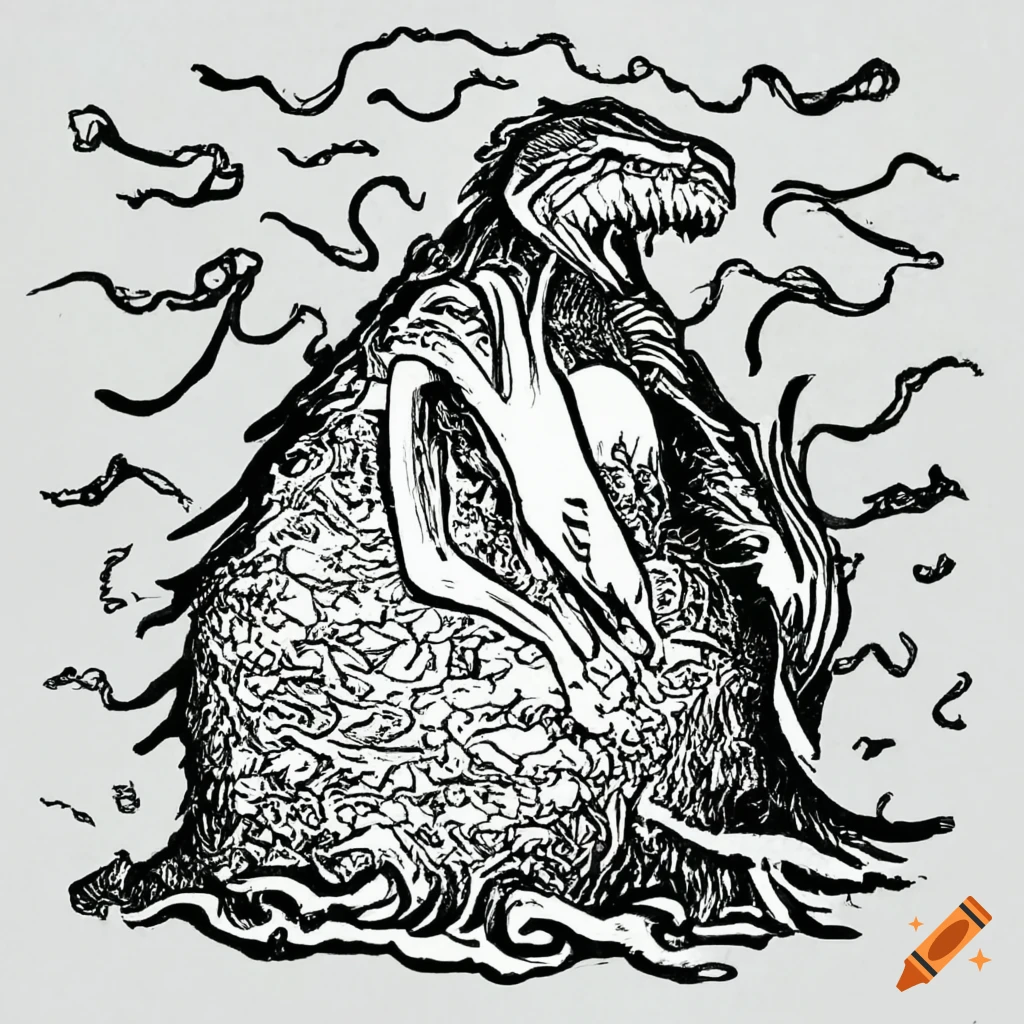 Ink drawing of a mythological creature inspired by the Book of the ...