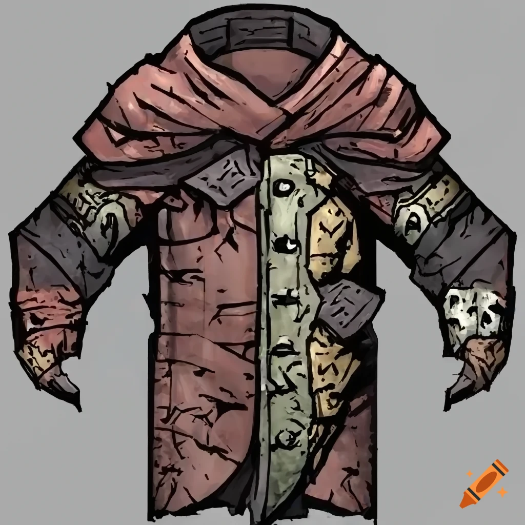 Artistic depiction of a dark cloak inspired by darkest dungeon on Craiyon