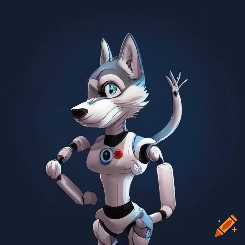 Cartoon robot husky with a big nose on Craiyon