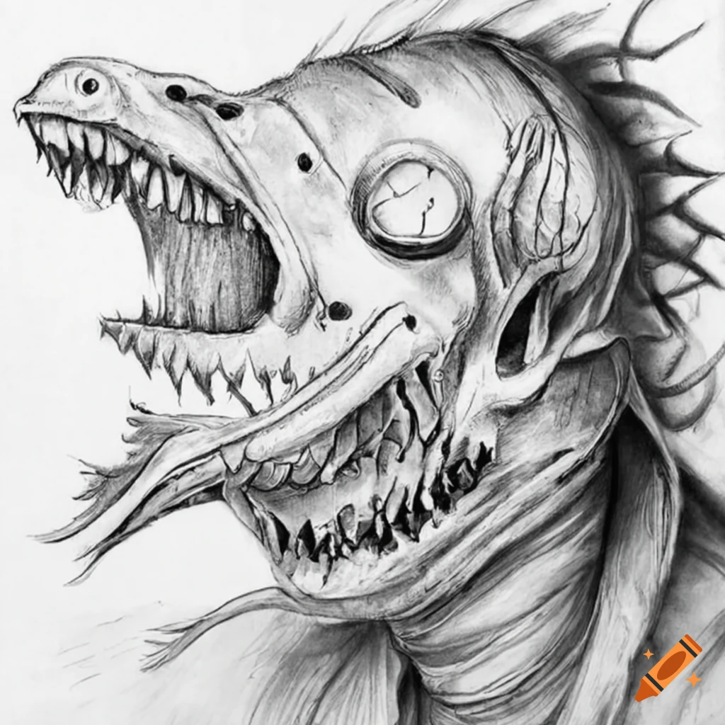 Satirical illustration of a priest banishing fish demons on Craiyon