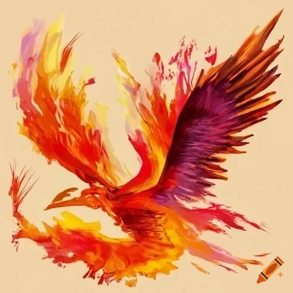 The phoenix emblem in a circular shape on the flag of an ancient ...