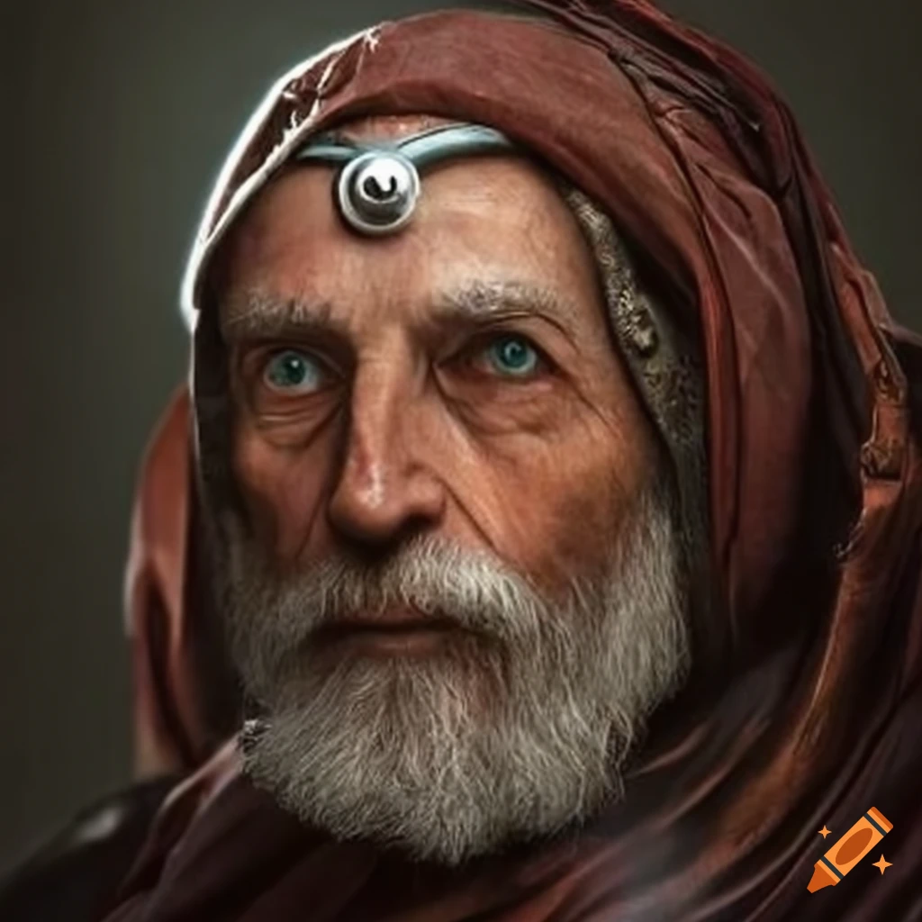 Highly detailed arcane wizard in orange robes on Craiyon