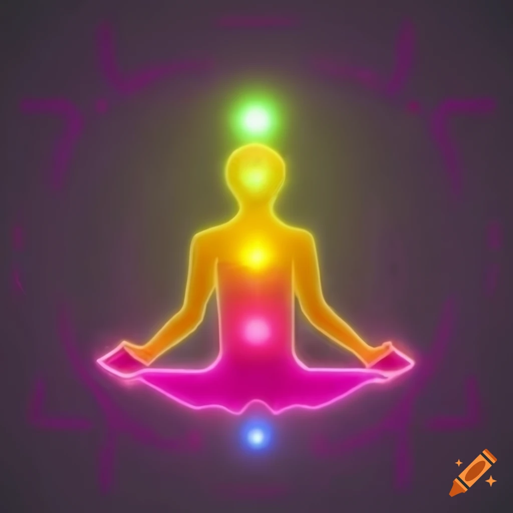 Figure in space with chakras on Craiyon