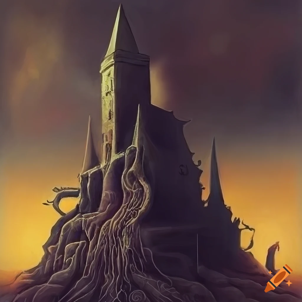 Zdzisław beksiński-inspired dark tower artwork