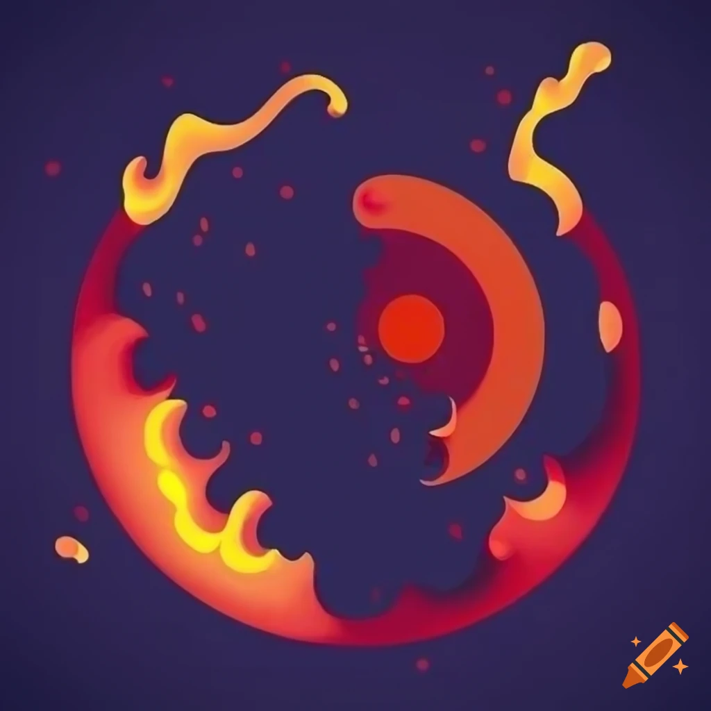 Minimalist artwork of a fireball spell on Craiyon