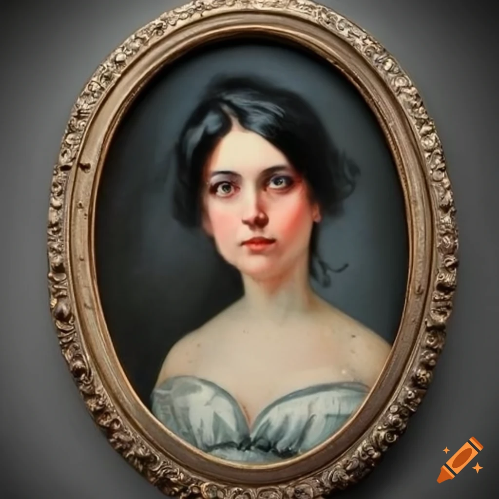 Haunted house portrait of a brunette woman on Craiyon