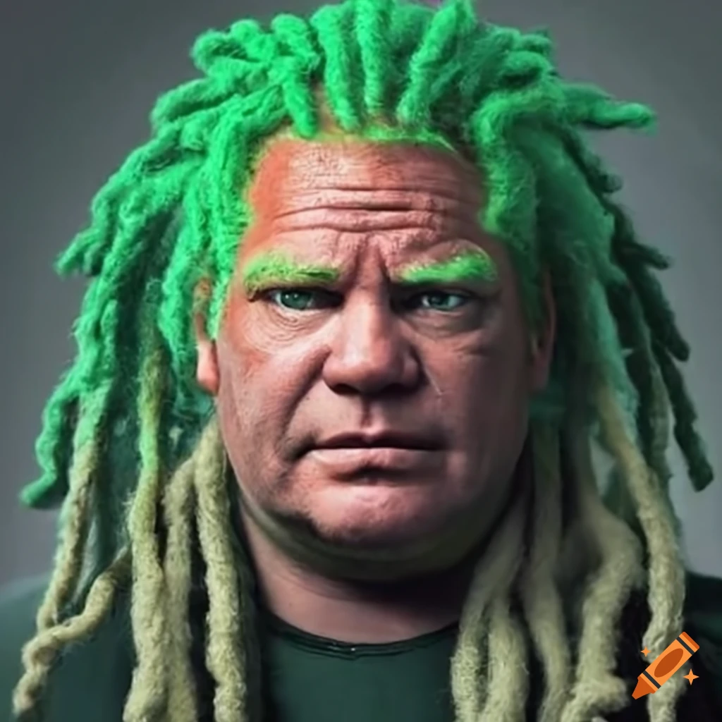 William shatner with unique green dreadlocks hairstyle on Craiyon