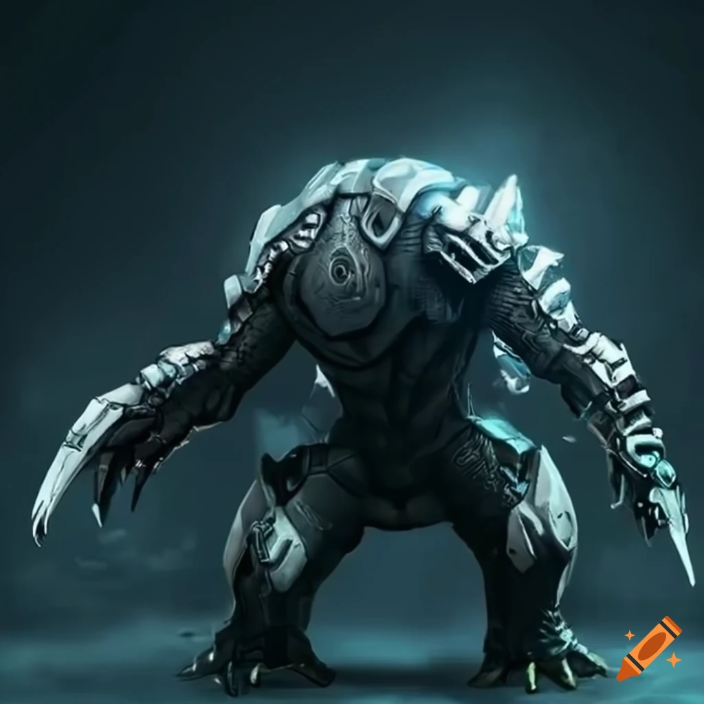 Cyborg snapping turtle wearing futuristic white armor on Craiyon