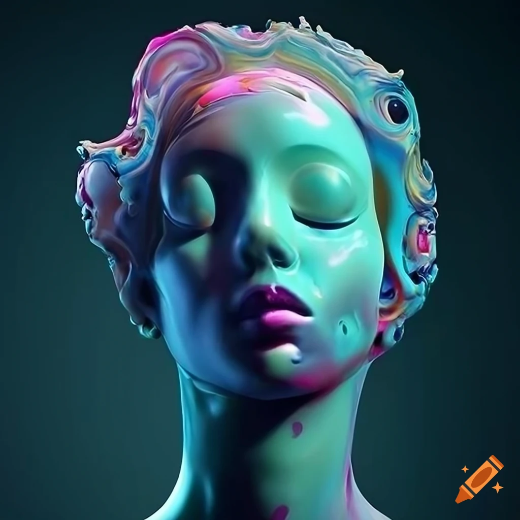Surreal sculpted figure with vibrant colors on Craiyon