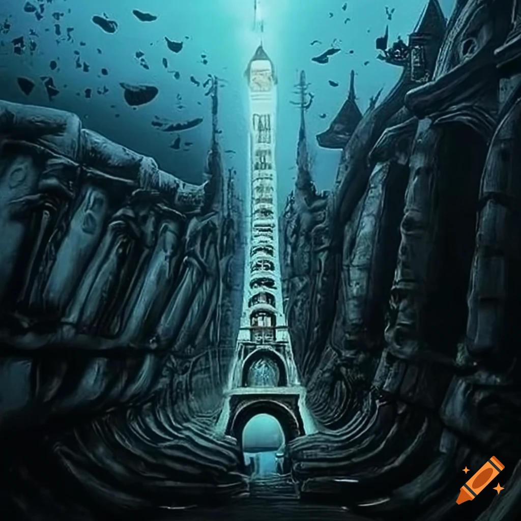 Futuristic sculpture of Eiffel Tower by H.R. Giger on Craiyon
