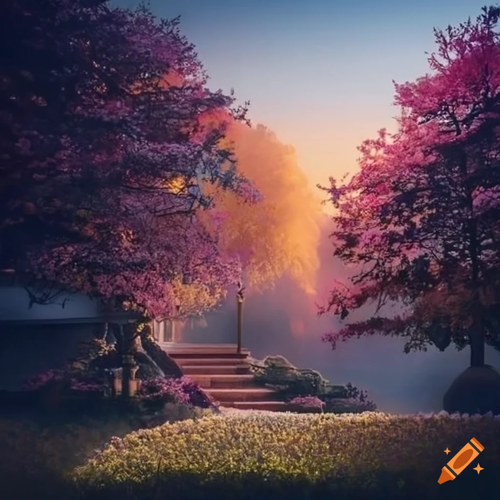 Breathtaking spring landscape in a vintage style on Craiyon