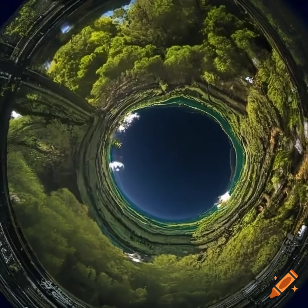 Fisheye view of a forest from outer space on Craiyon
