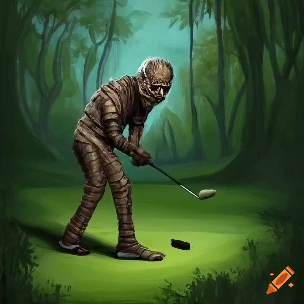 Sinister monster golf art by greg rutkowski