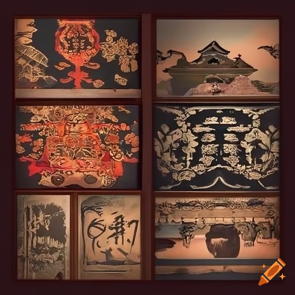 Traditional japanese composition with nature and architecture on Craiyon