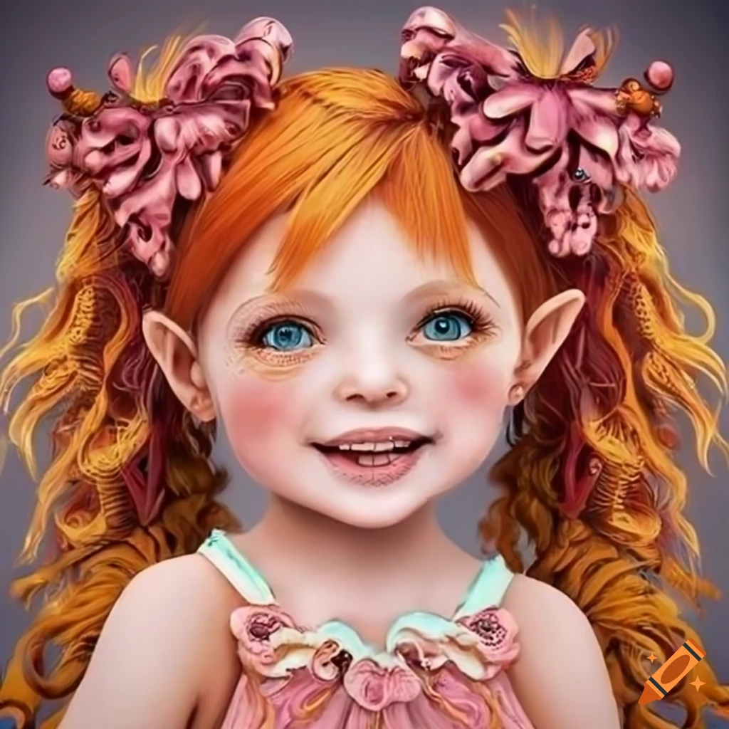 Colorful illustration of smiling ginger-haired girls on Craiyon