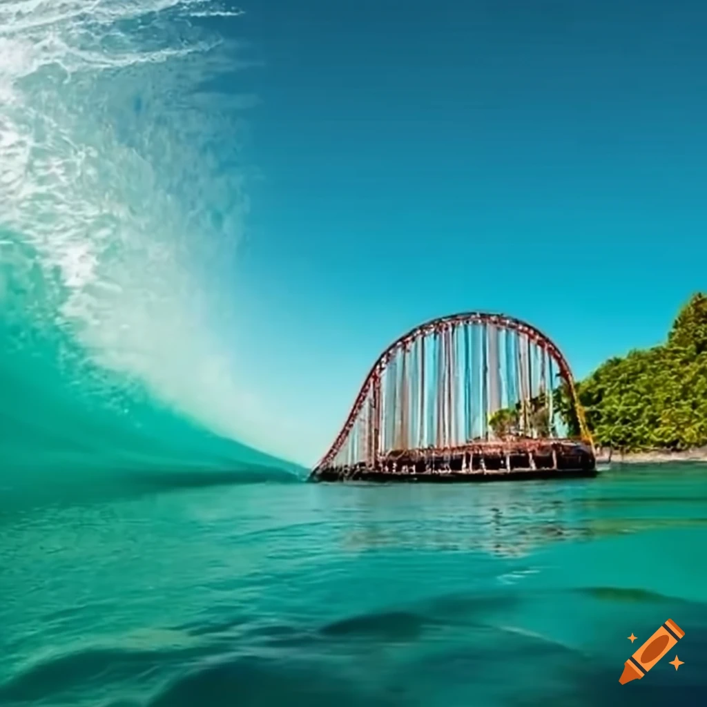 Roller coaster ride on the turquoise sea in thailand on Craiyon