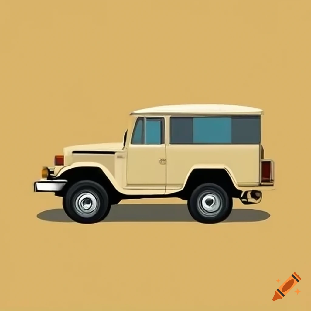 Vector illustration of a classic toyota land cruiser on Craiyon