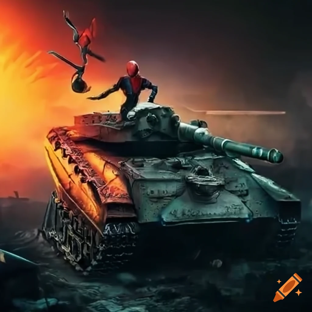 Dr zoidberg in a world war 2 tank with a burning battlefield behind on ...