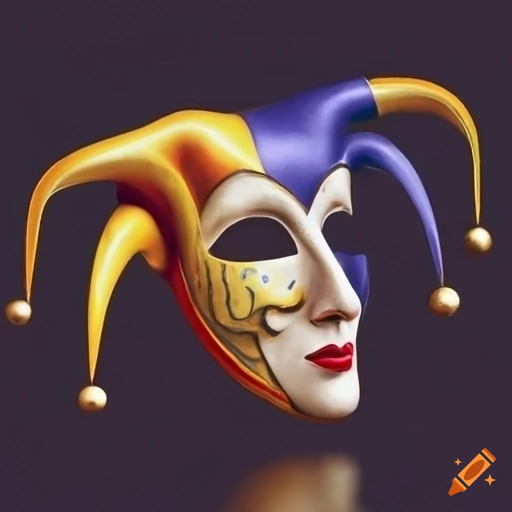 Close up of a jester mask on Craiyon