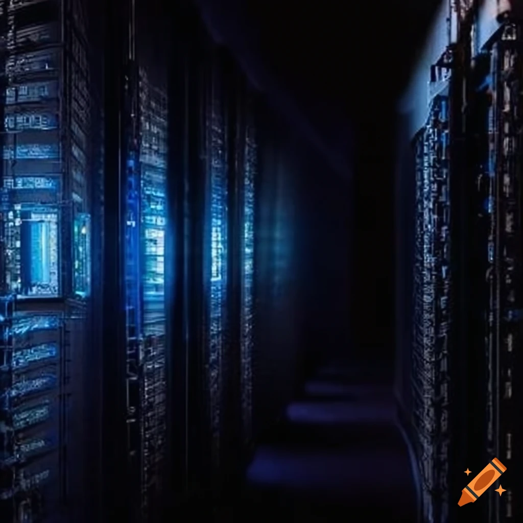 Image of hosting servers in a server room on Craiyon