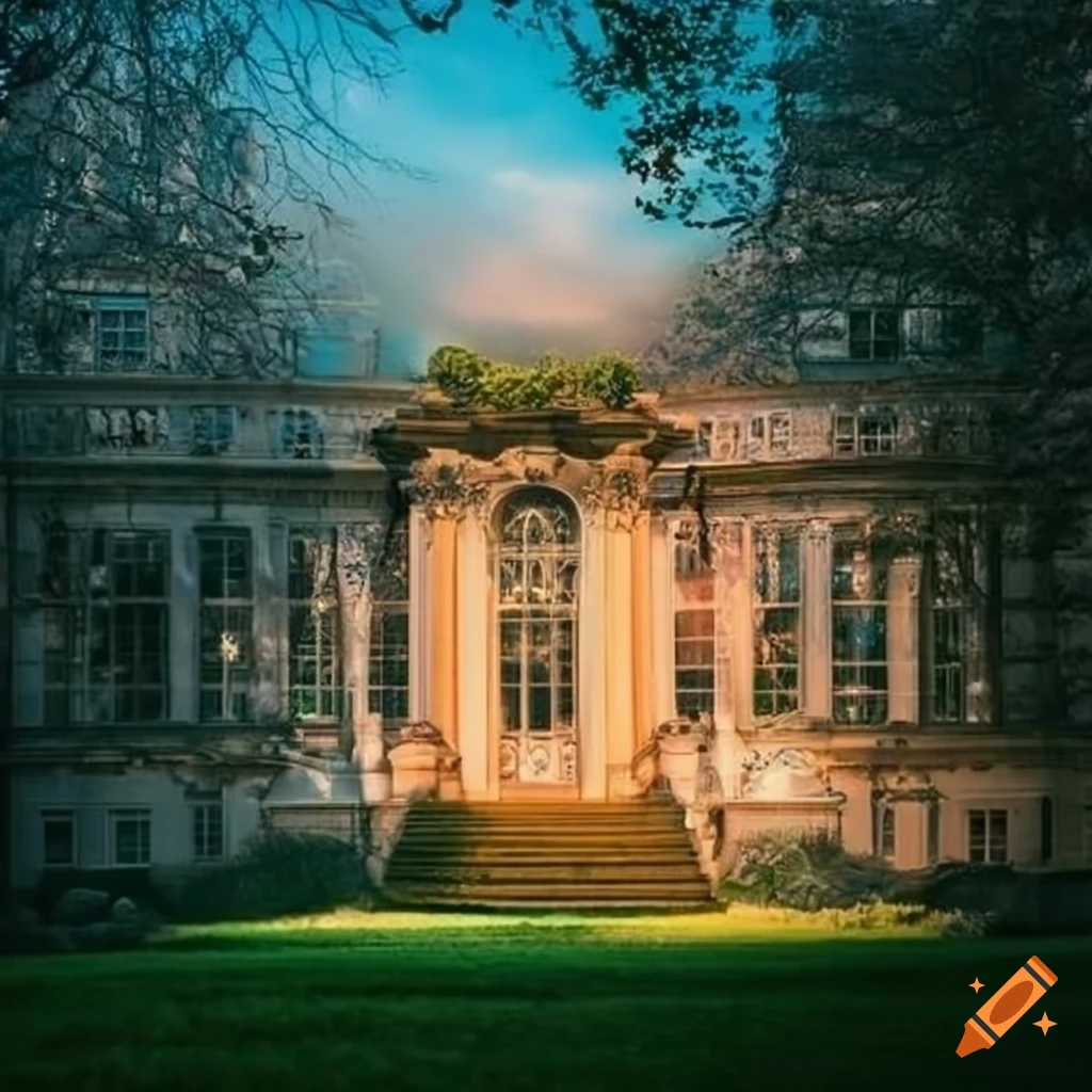 Exterior view of a decorated eighteenth-century building with ornate ...