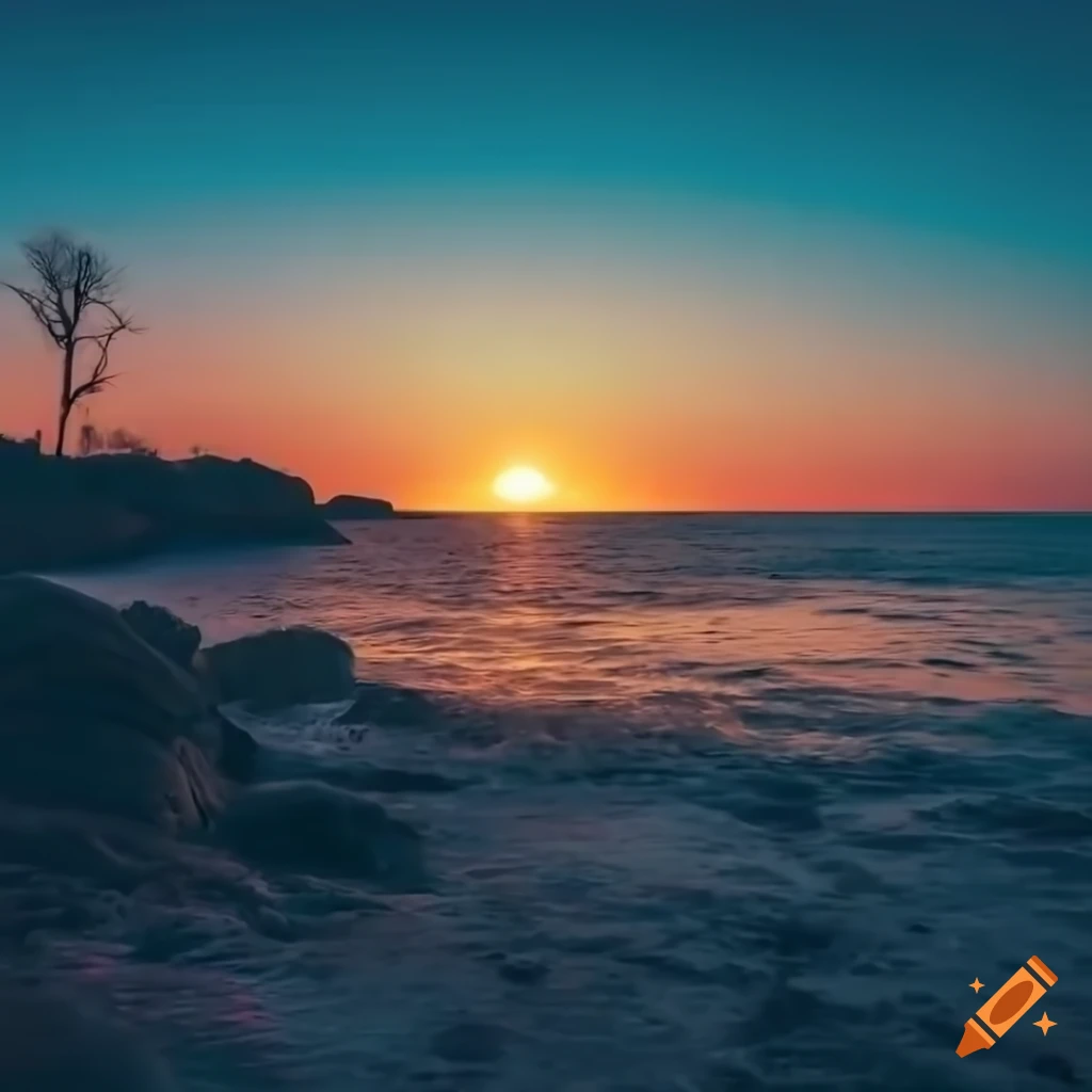 Cozy rural sunset with ocean view on Craiyon