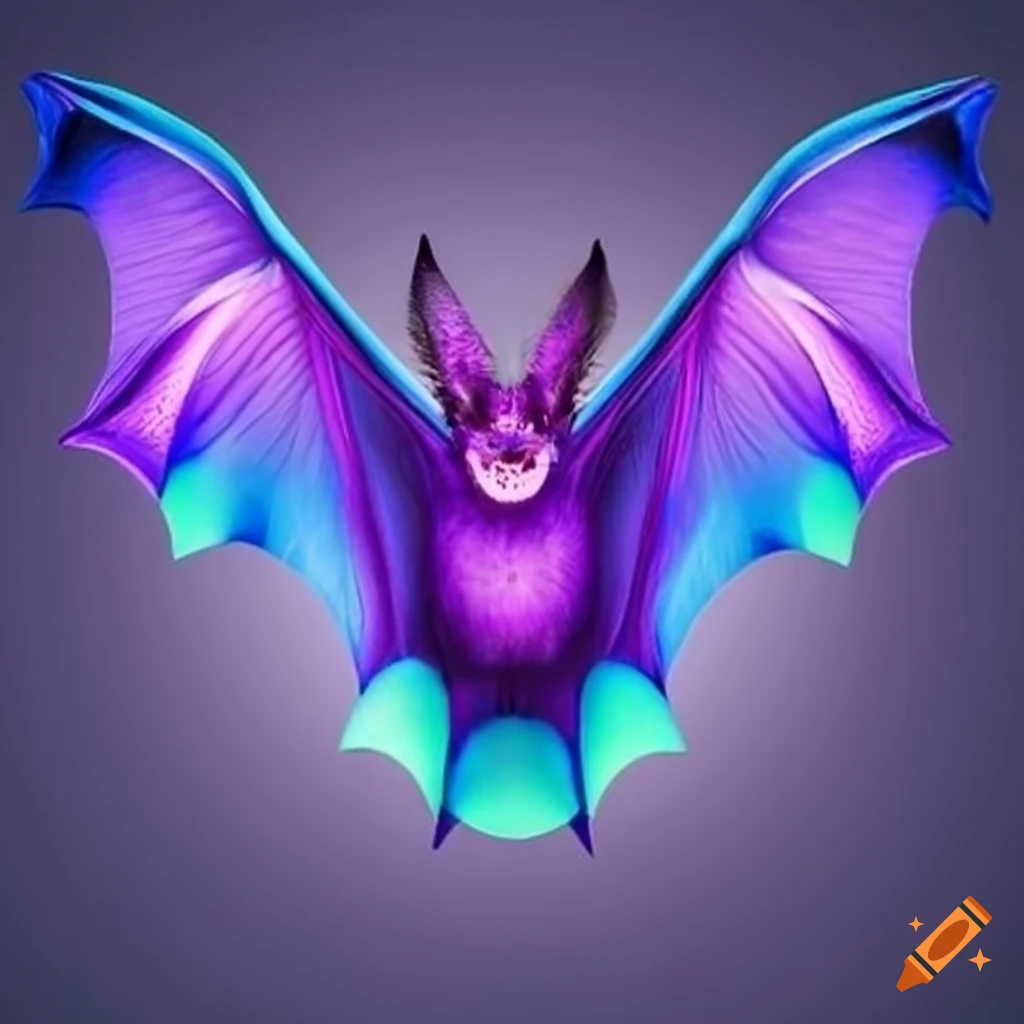 Colorful bat with spread wings