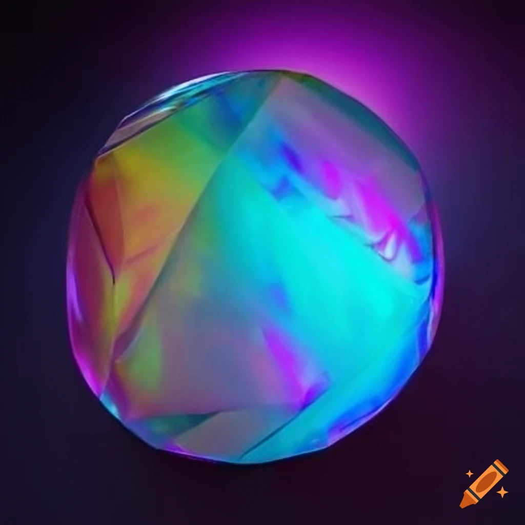 Colorful iridescent crystal sculpture
