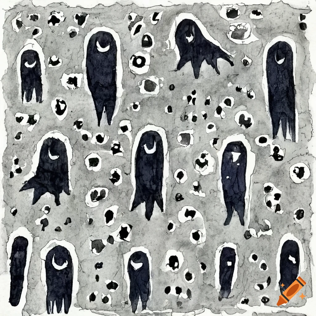 Watercolor illustration of adorable ghosts
