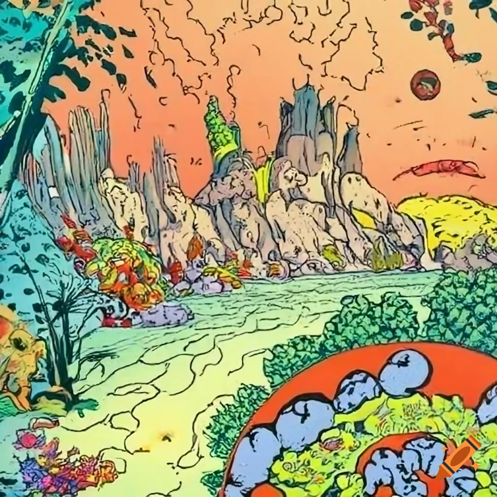 Cartoon crowd scene in outer space on Craiyon