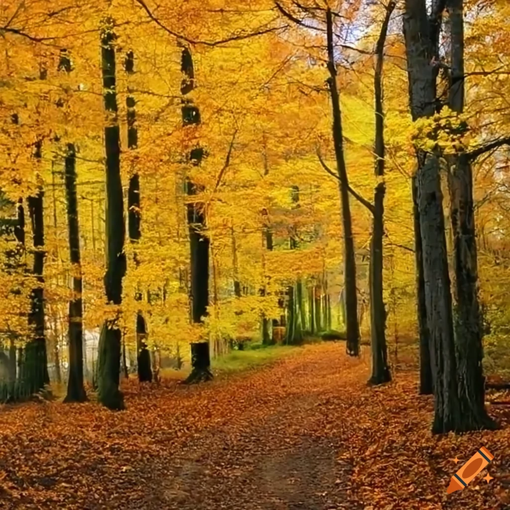 Hyper-realistic photo of an autumn forest