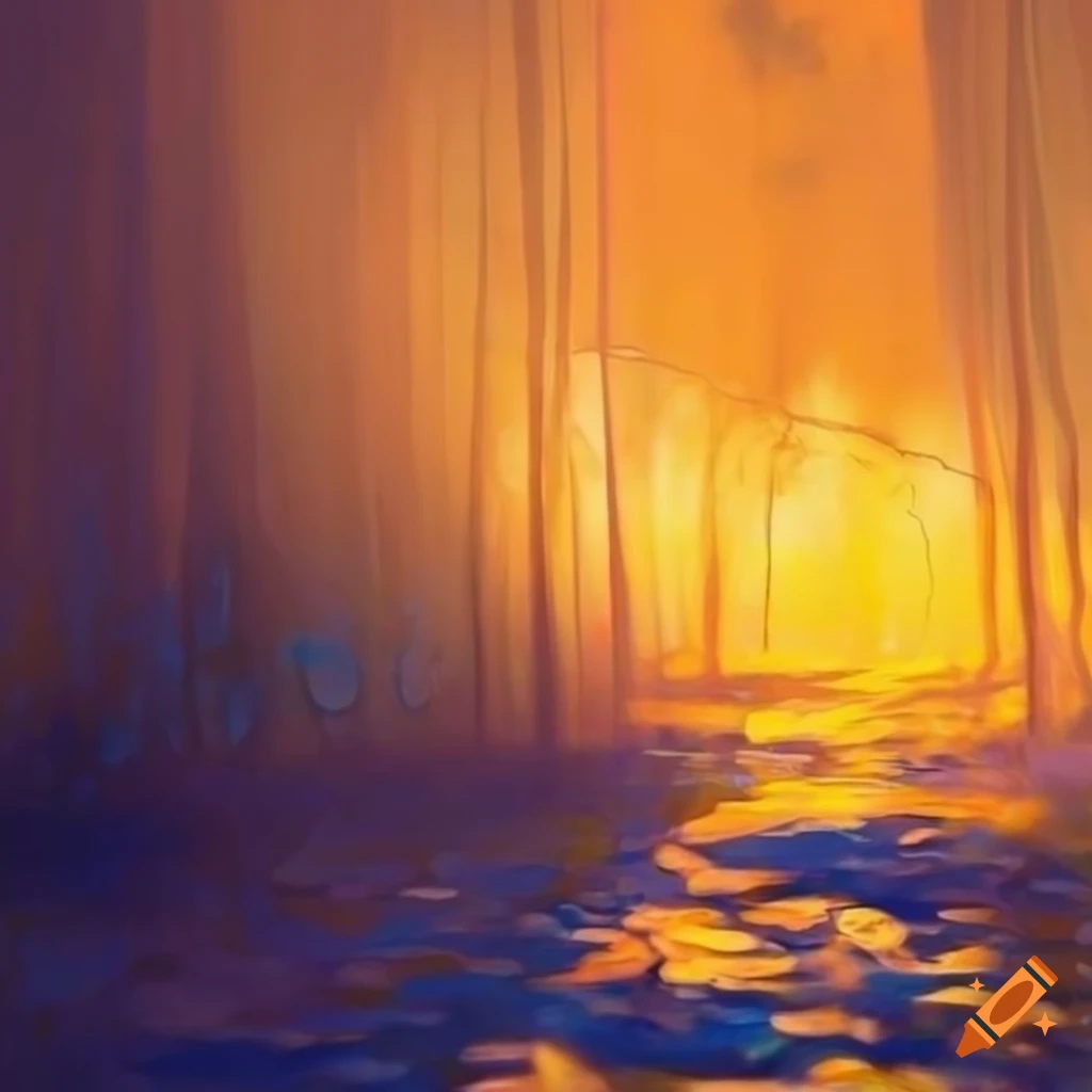 Artwork of sunlight scattering like raindrops on Craiyon