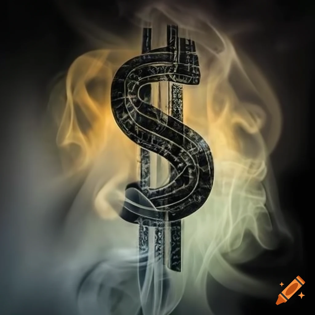 Smoke forming a dollar sign on Craiyon