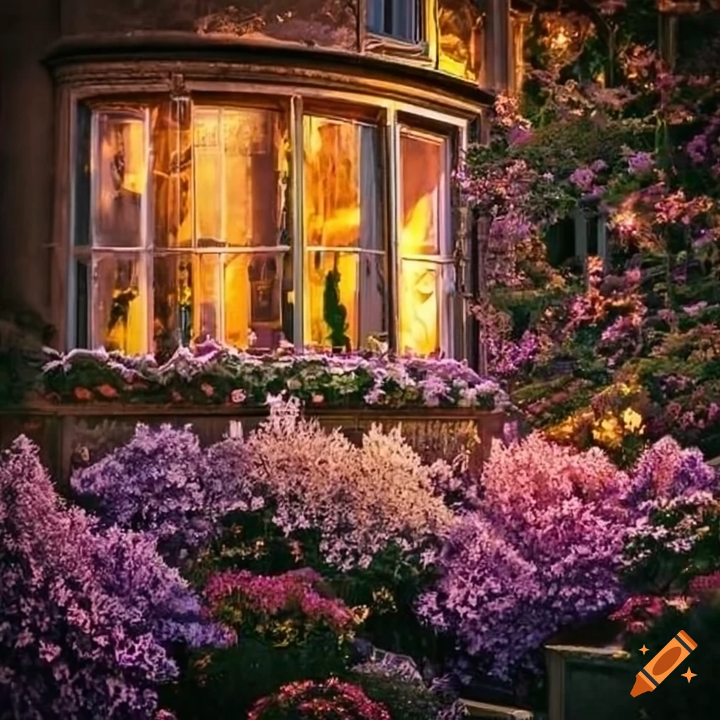 A cute cottage overgrown with beautiful flowers on Craiyon