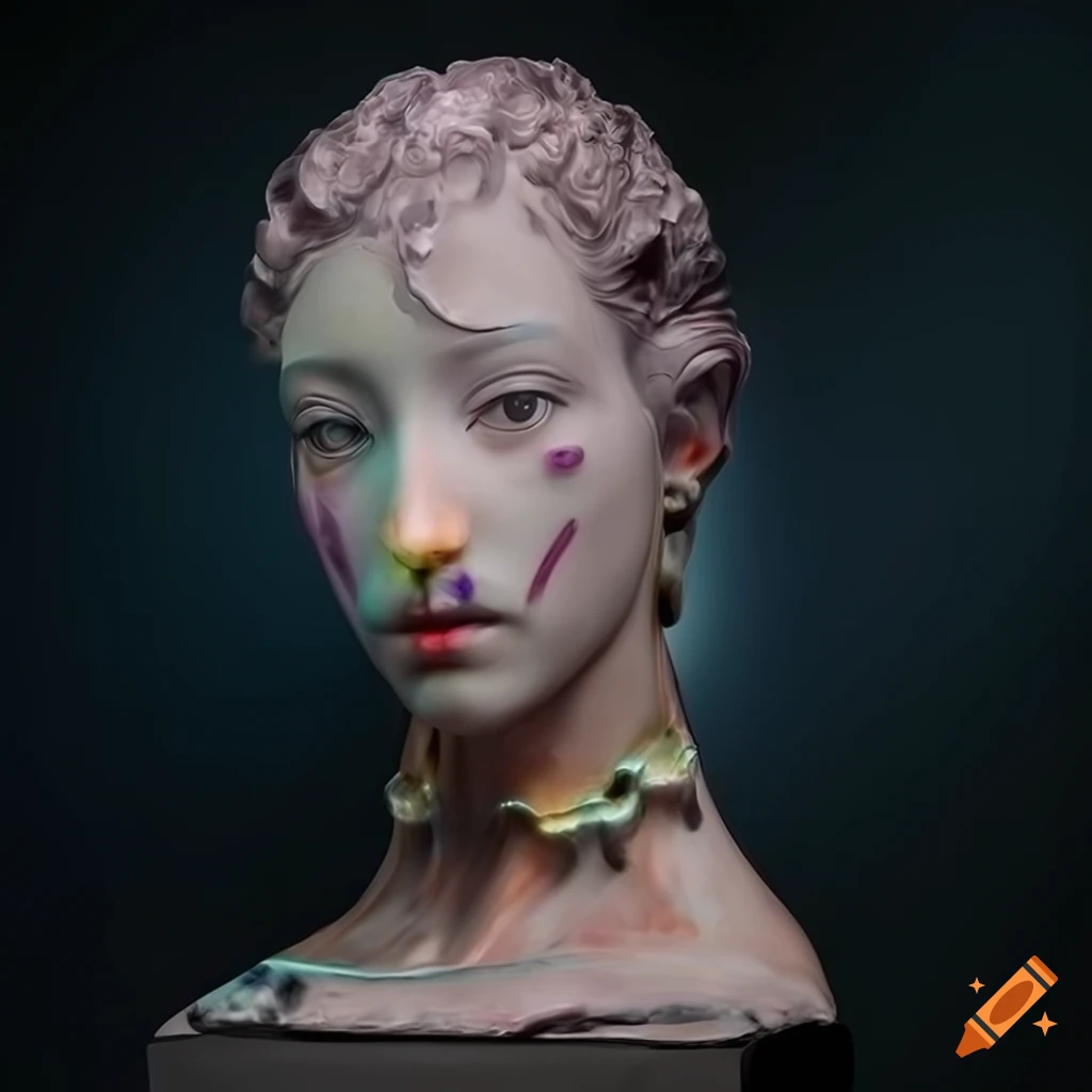 Sculpture with intricate details and opalescent colors on Craiyon