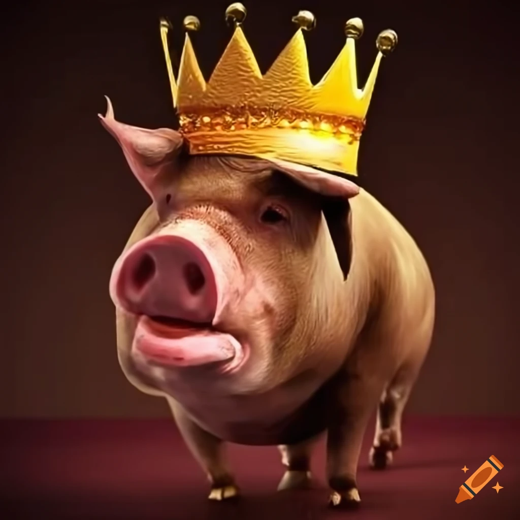 Funny image of a pig wearing a crown on Craiyon