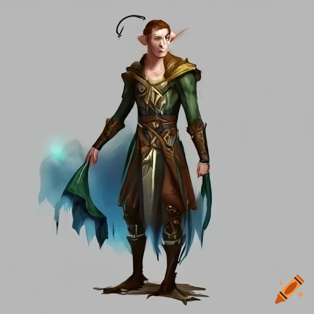 Digital art of a confident fantasy elf man on Craiyon